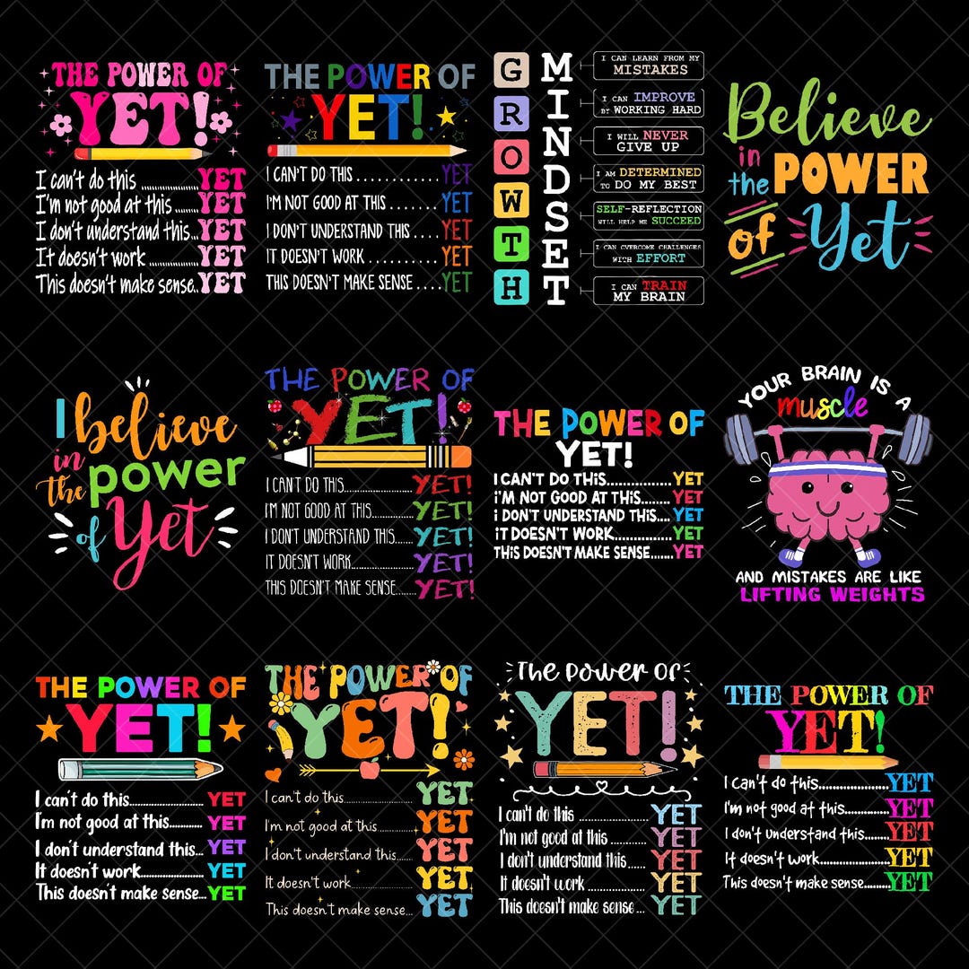 The Power of yet PNG Bundle, Growth Mindset PNG, Inspirational Teacher ...