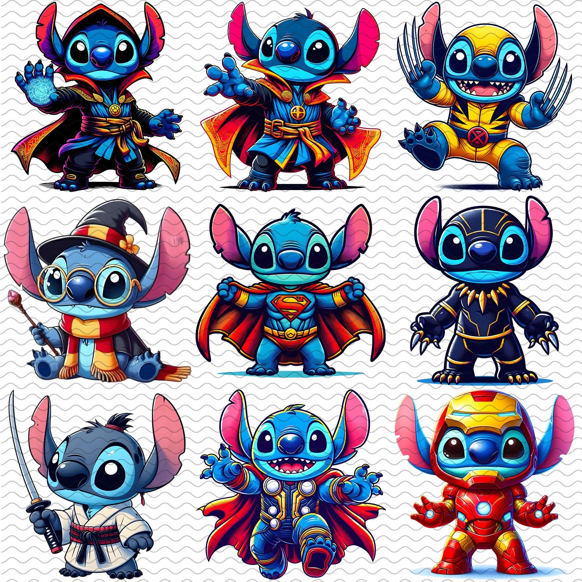 Cute Stitch Superhero Png Bundle, Super Hero Stitch PNG, High ...