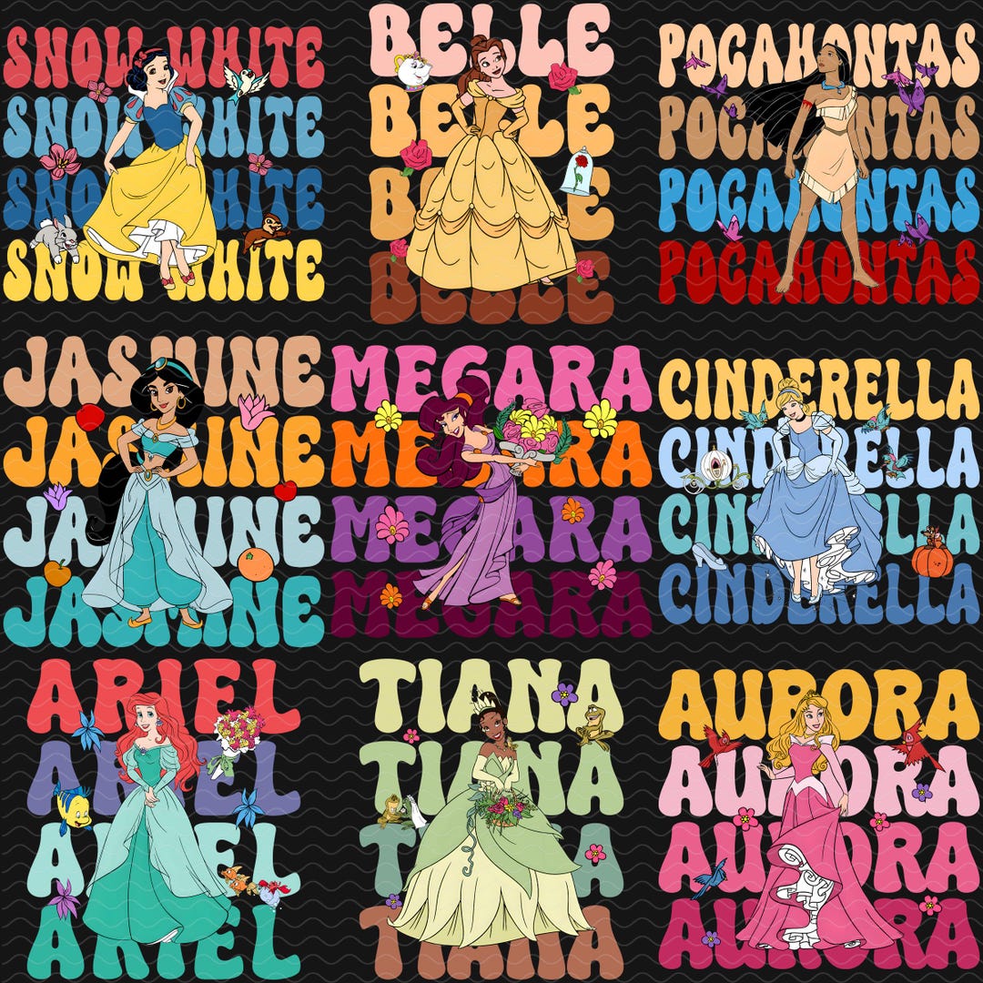 Princess PNG Bundle, Retro Fairytale Character Png, Cute Princess Name ...