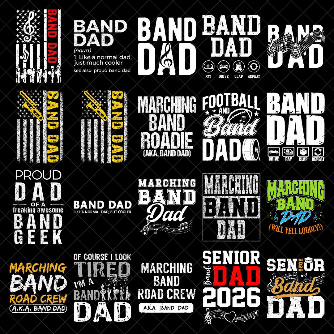Band Dad Png Bundle, Band Dad PNG Marching Band Dad Shirt Design ...