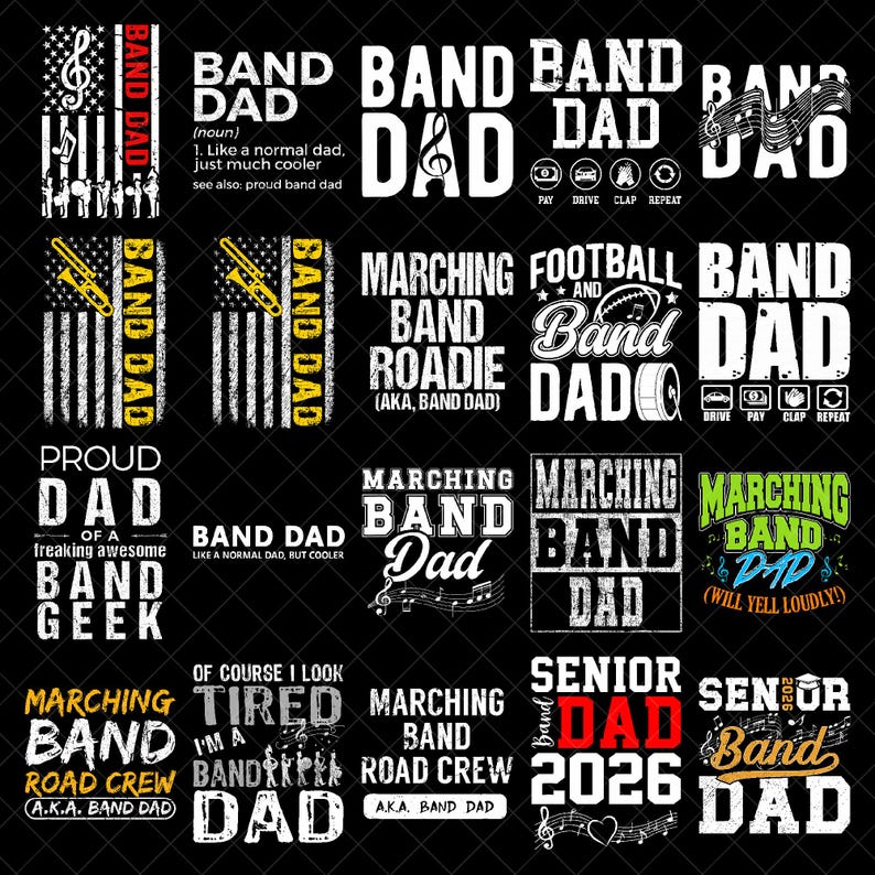 Band Dad Png Bundle, Band Dad PNG Marching Band Dad Shirt Design ...