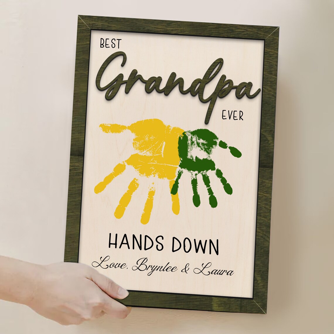 Father's Day Hands Down Sign, Personalized Best Dad Ever Hands Down ...