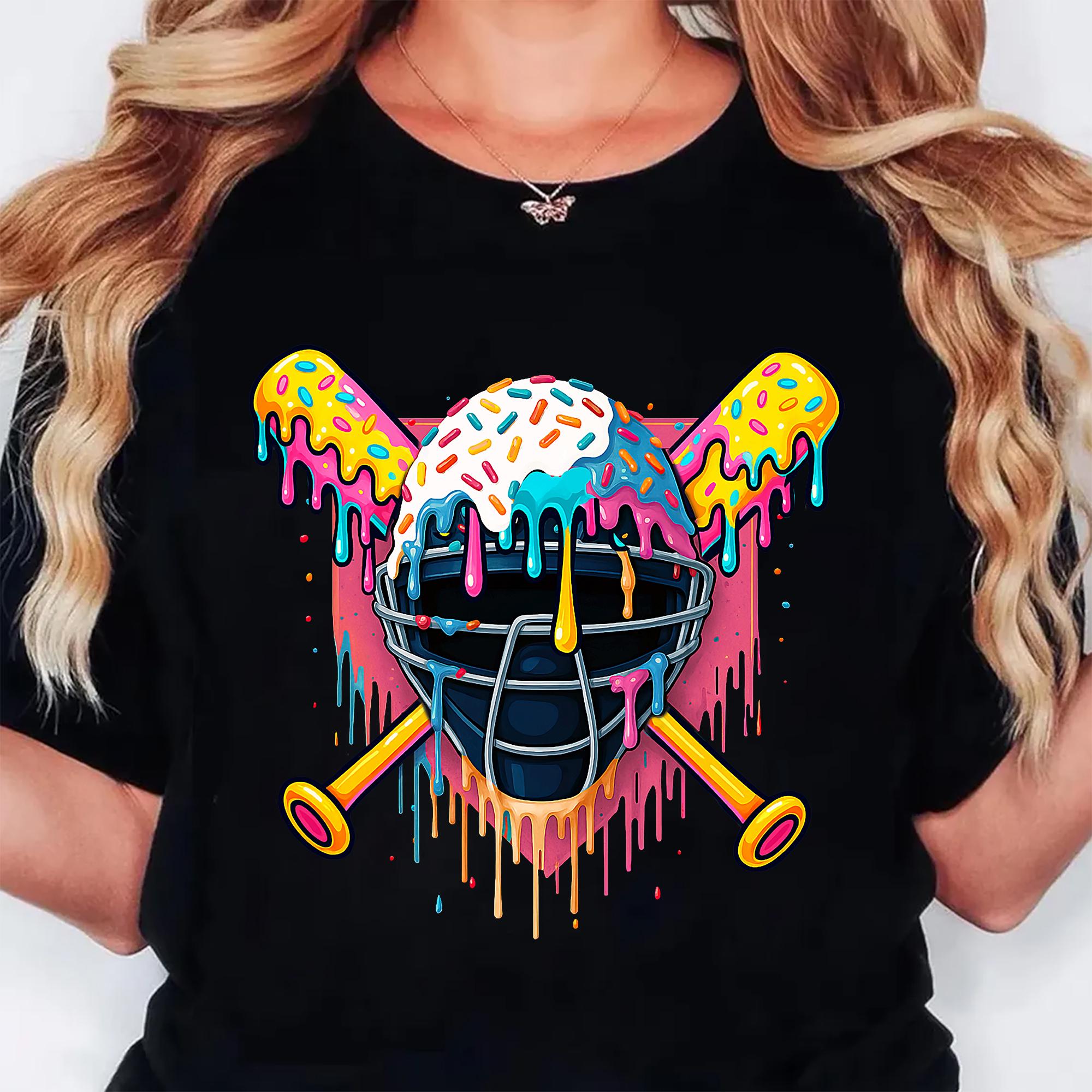 Colorful Dripping Ice Cream Baseball Catcher Mask Clipart Bundle ...