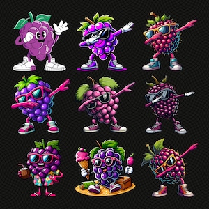 Cool Grape PNG Bundle, Funny Dab Pose Fruit Sublimation Design, Hip Hop ...