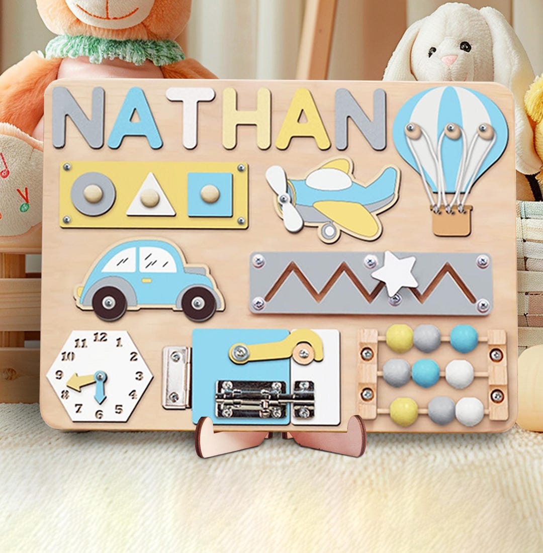 Personalized Girl Busy Board, Wooden DIY Busy Board With Name, Toddler ...