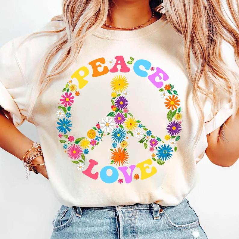 Groovy Hippie Peace Love PNG Bundle, Retro Tie Dye Flower Power ...