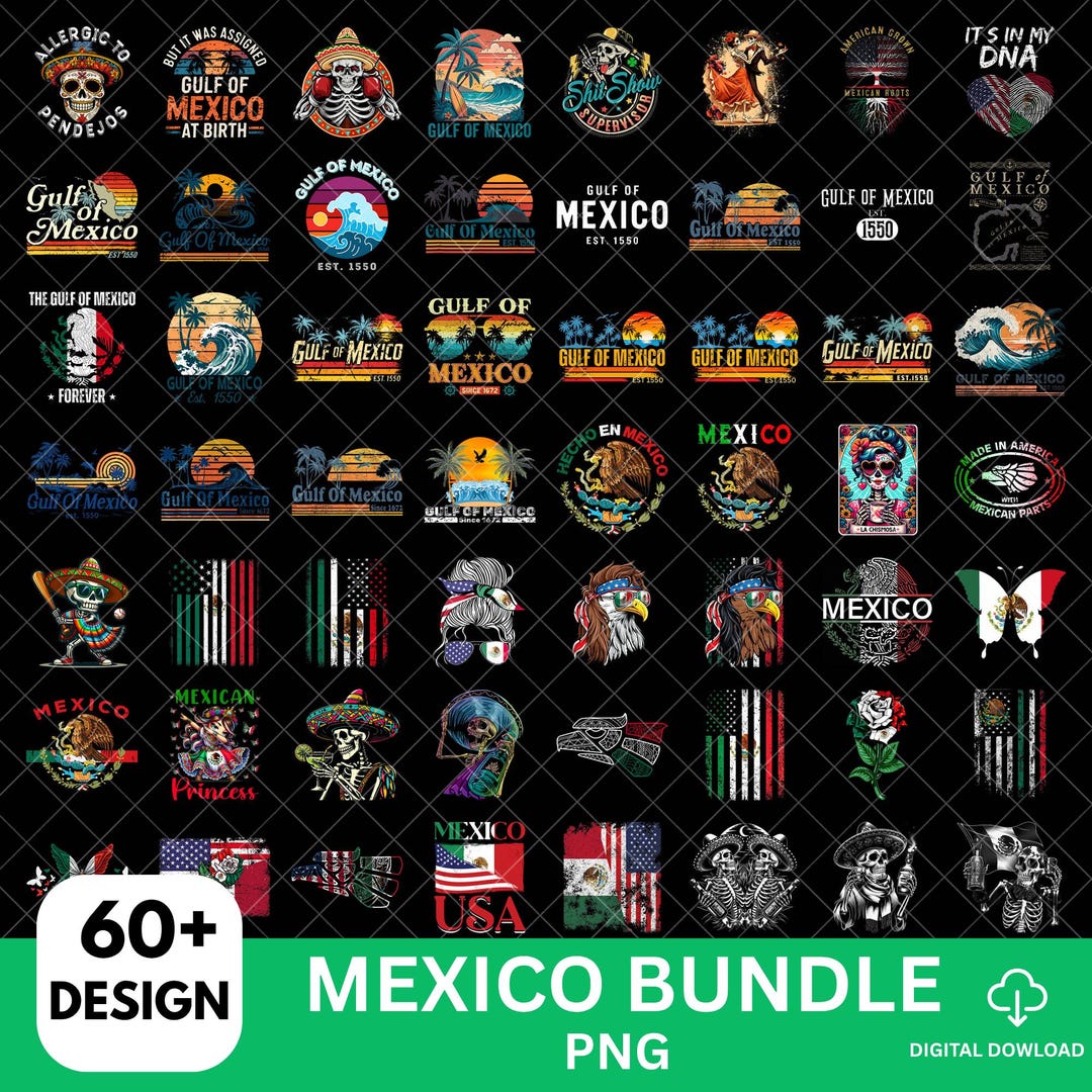 60+ Mexico PNG Bundle, Designs Patriotic Mexican, Sublimation Png ...