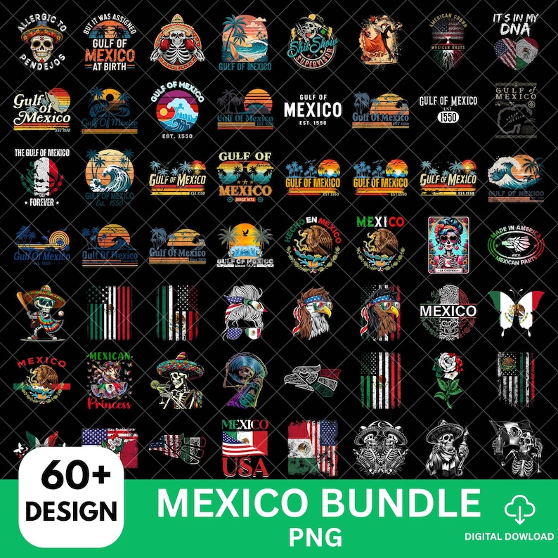 60+ Mexico PNG Bundle, Designs Patriotic Mexican, Sublimation Png ...