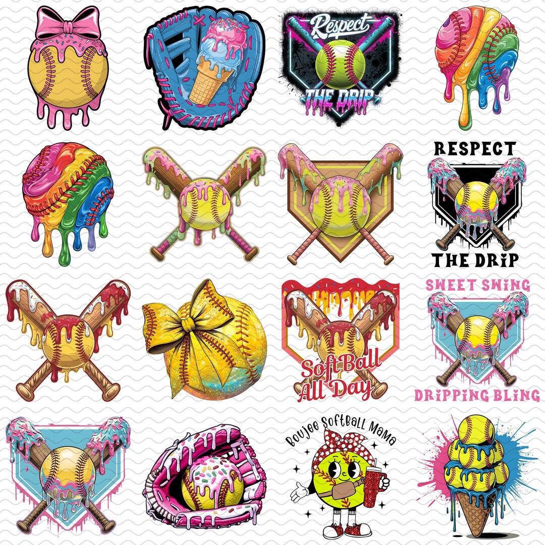 Softball Mama Png Bundle, Dripping Ice Cream Softball PNG, Summer ...