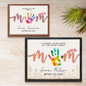 Mothers Day Handprint Sign, Personalised Mom Gift, Handprint Sign, DIY ...