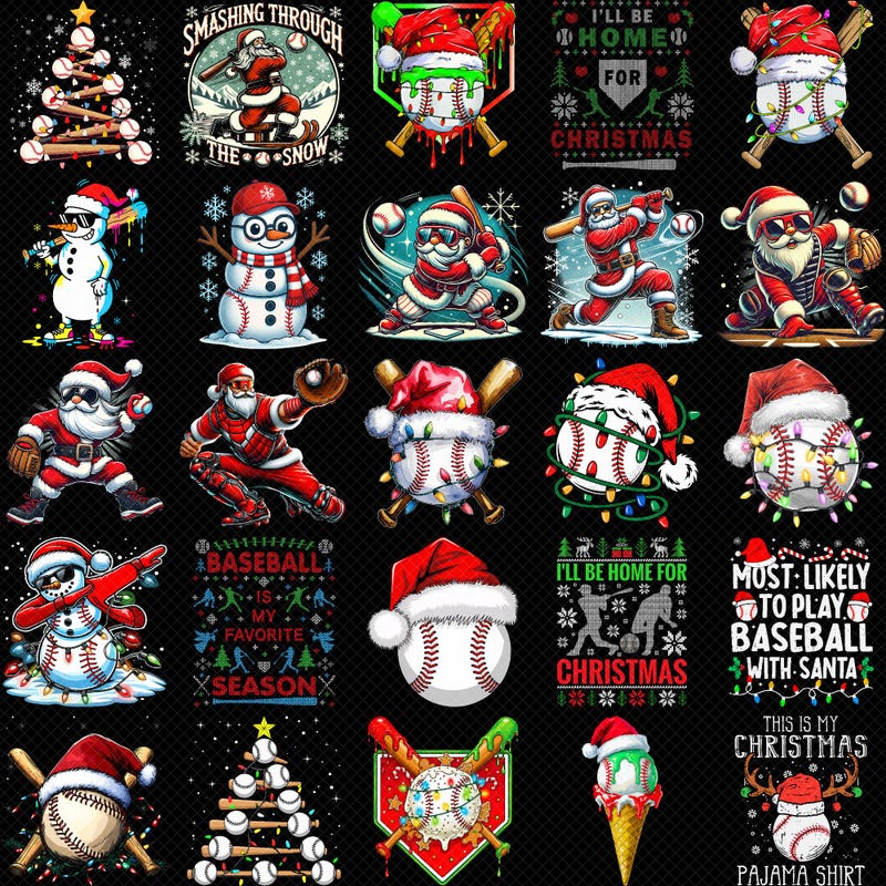 Baseball Christmas Print - Etsy