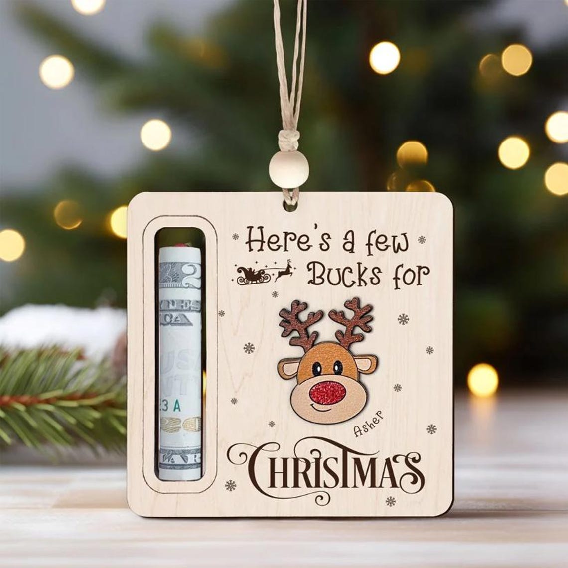 Personalized Cute Money Holder Christmas Ornament, Heres A Few Bucks ...