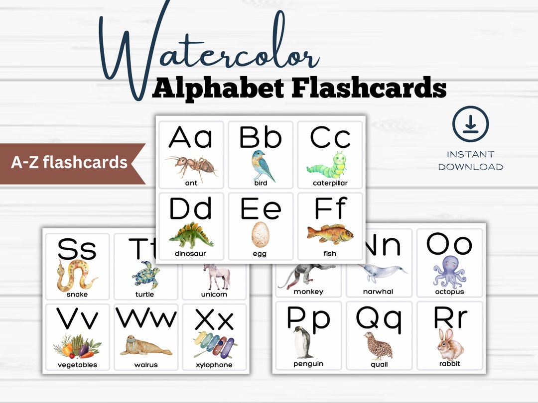 Watercolor Alphabet Flashcards Printable Preschool ABC - Etsy UK