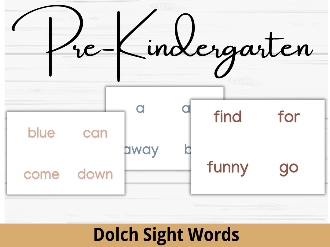 Preschool Sight Word Flashcards Dolch Sight Words Prek-k - Etsy