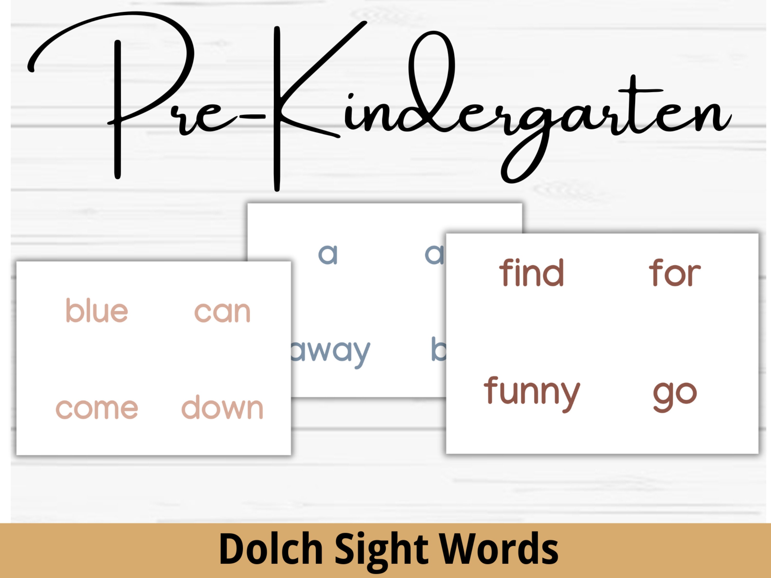 Preschool Sight Word Flashcards Dolch Sight Words Prek-k - Etsy