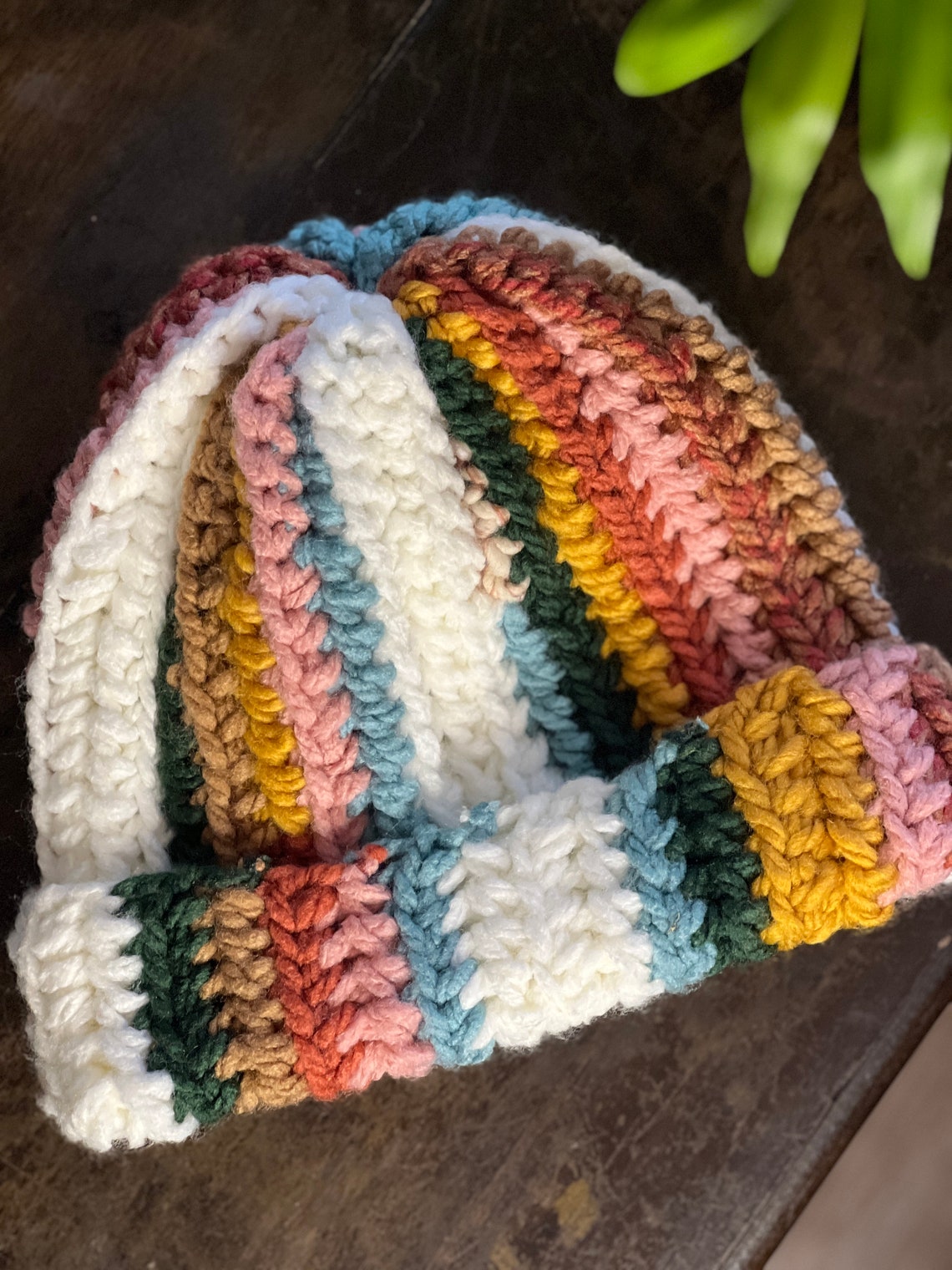 Handmade Crochet Scrap Yarn Surprise Beanie - Etsy