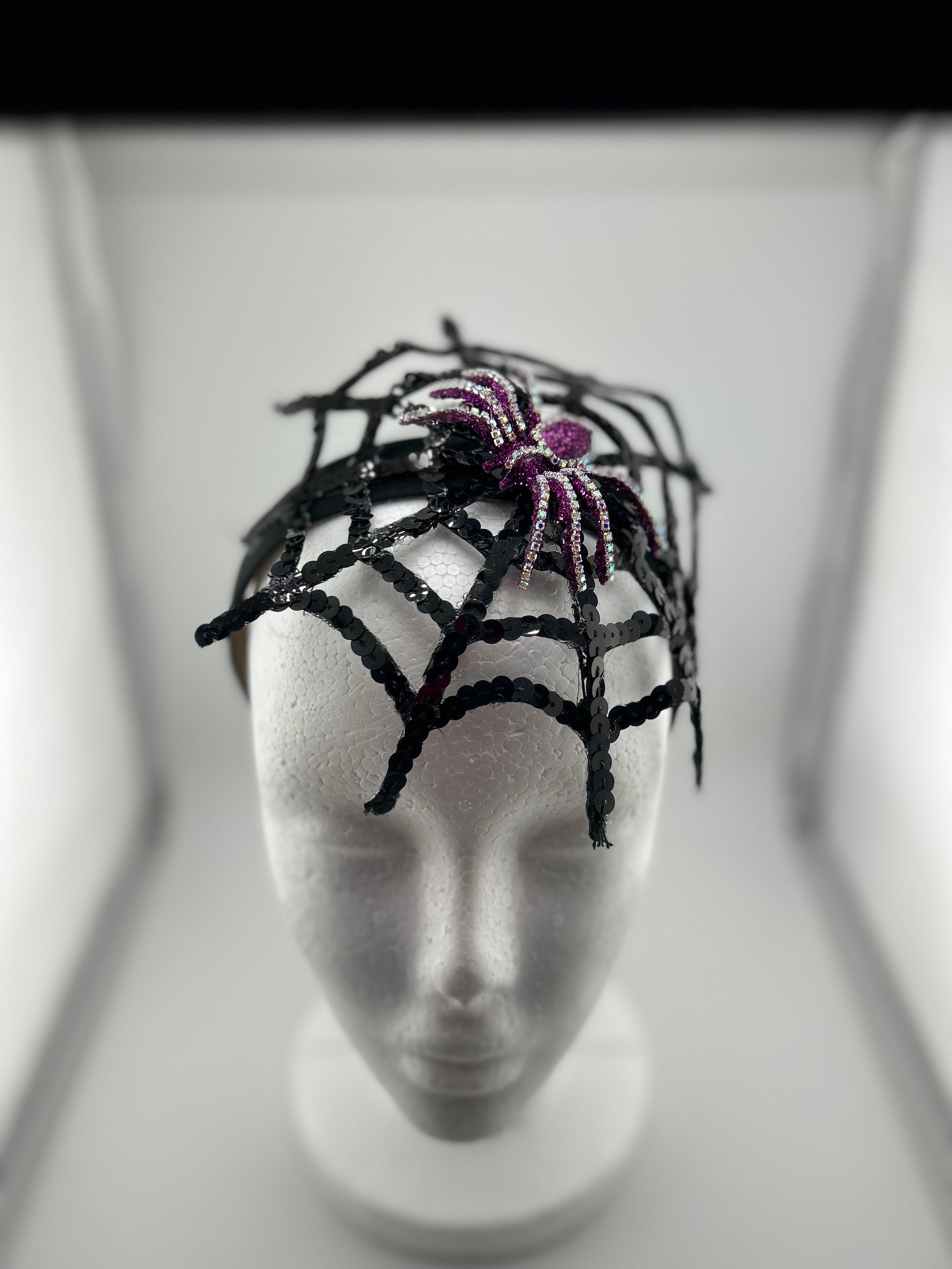 Halloween Fascinator With Spider Web and Spider - Etsy