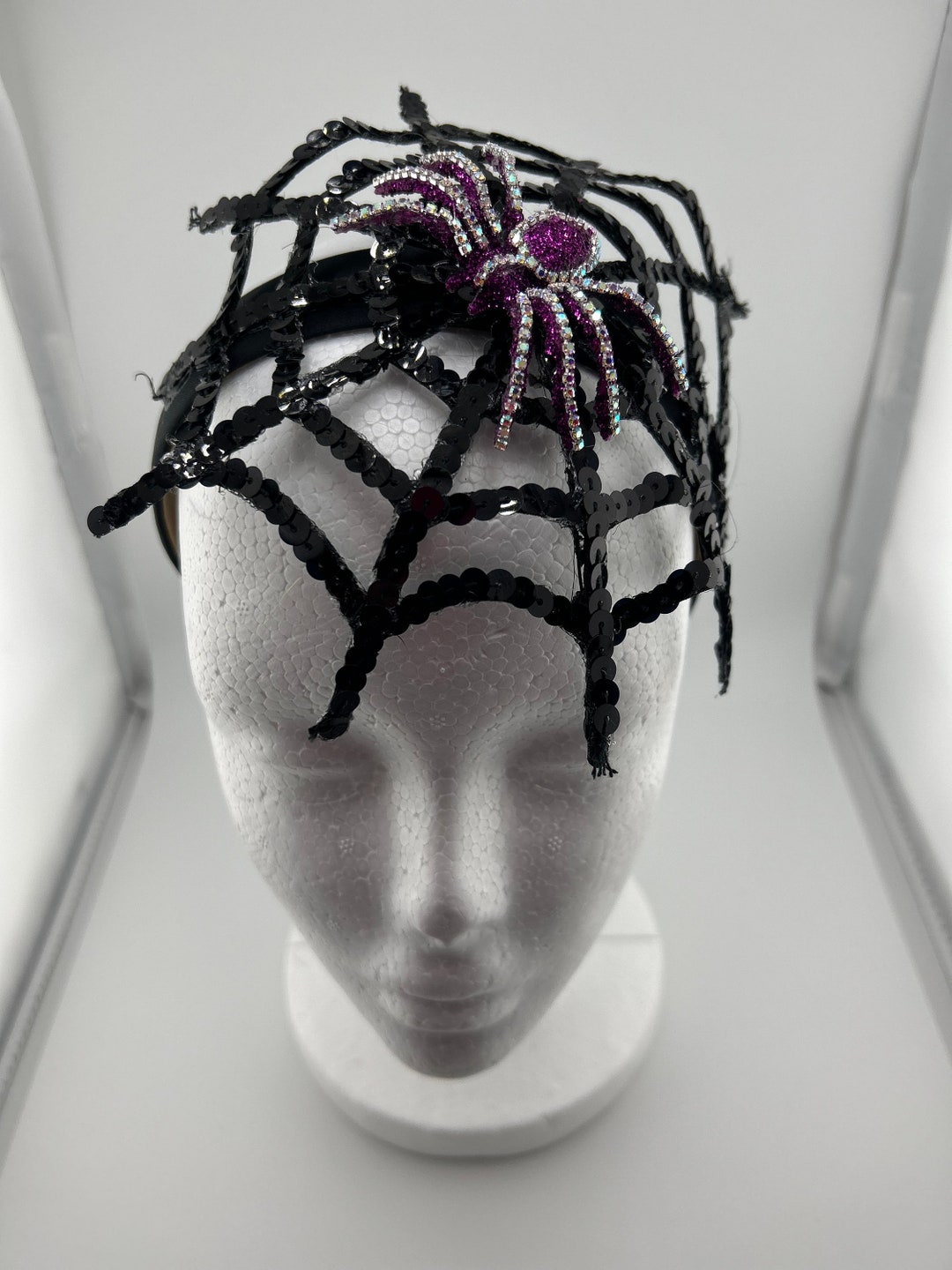 Halloween Fascinator With Spider Web and Spider - Etsy