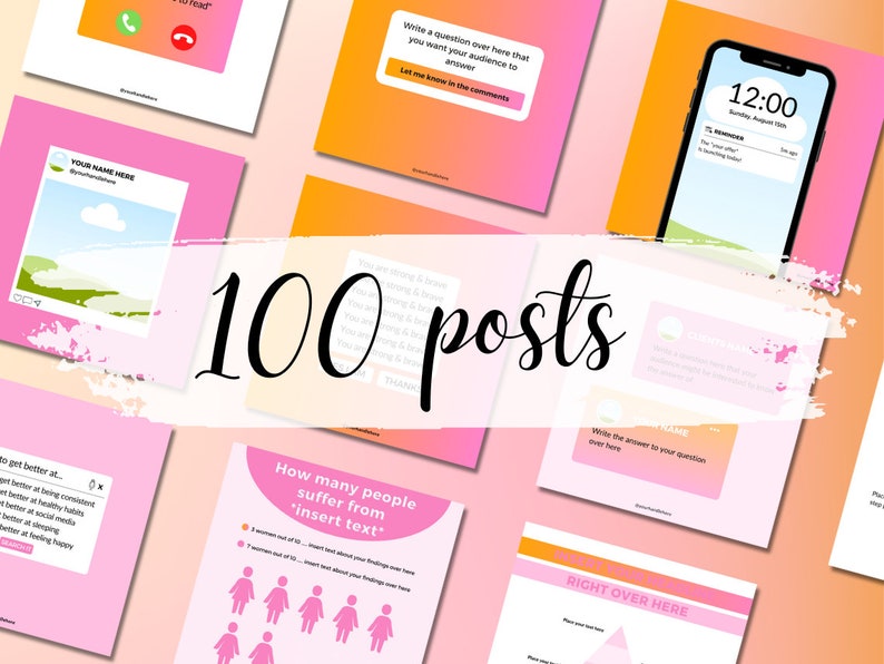 100 Editable Instagram Templates Instagram Template Business - Etsy