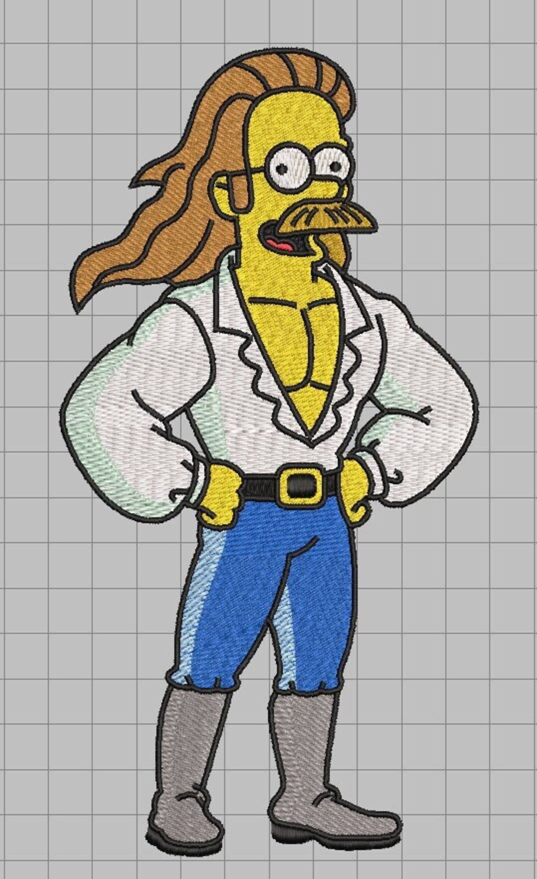 Long Hair Ned Flanders Embroidery File (5x7) (digital Download) - Etsy
