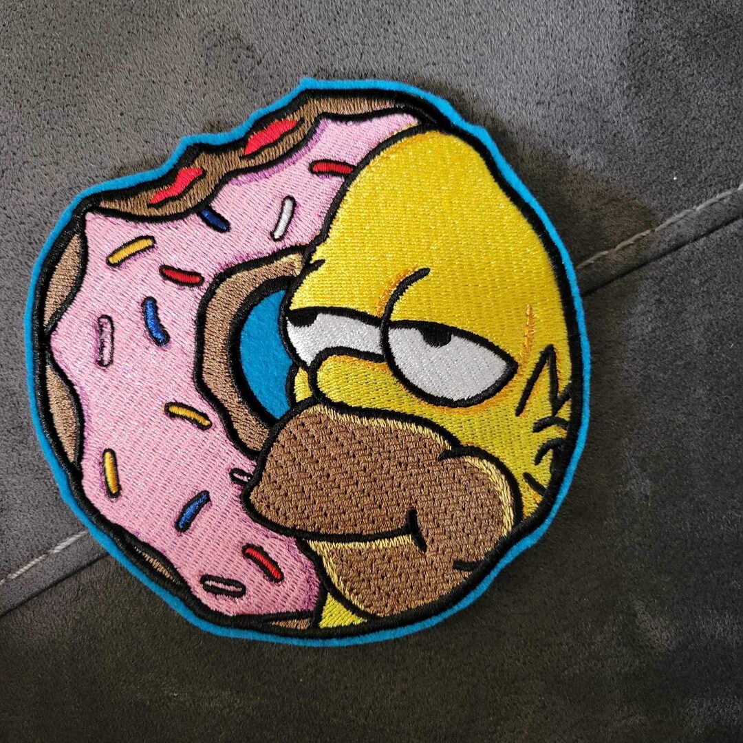 Homer Donut Embroidered Patch Cartoon Sew on Patch Simpsons 5 Inch ...