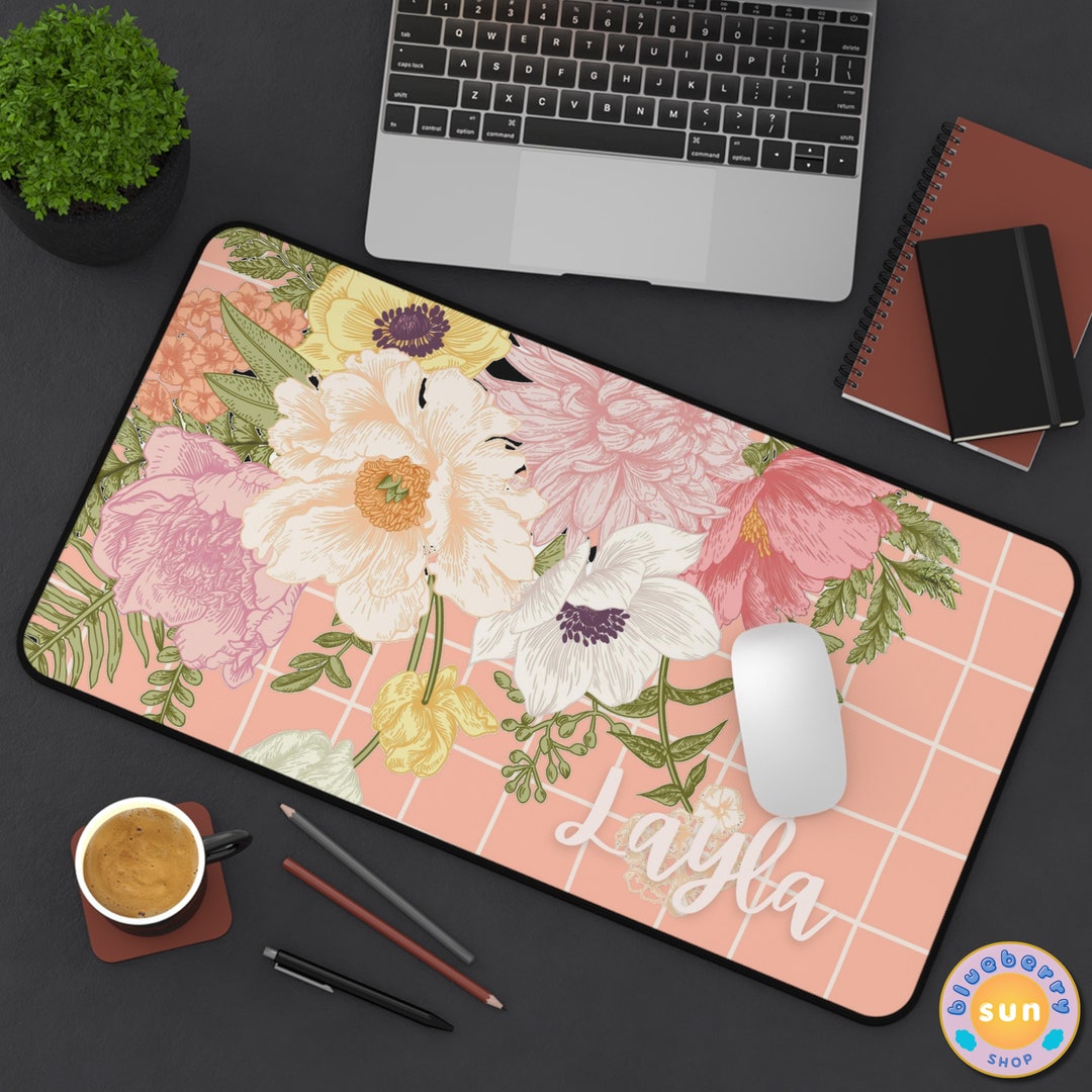 Custom Desk Mat Floral Desk Pad Personalized Cottagecore Desk Mat Cute ...