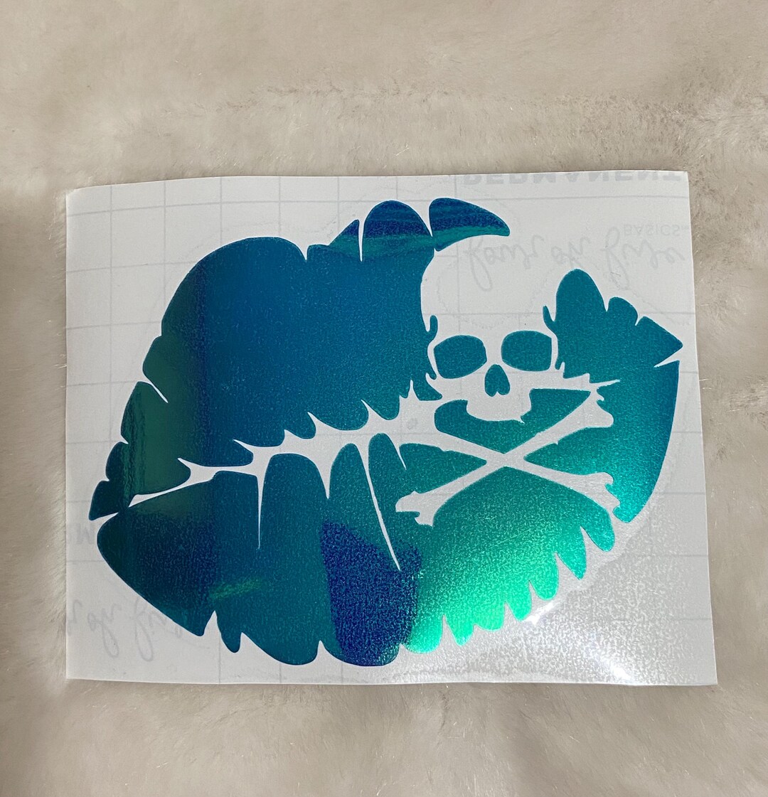 Skull Lips Vinyl Decal (holographic Blue) - Etsy