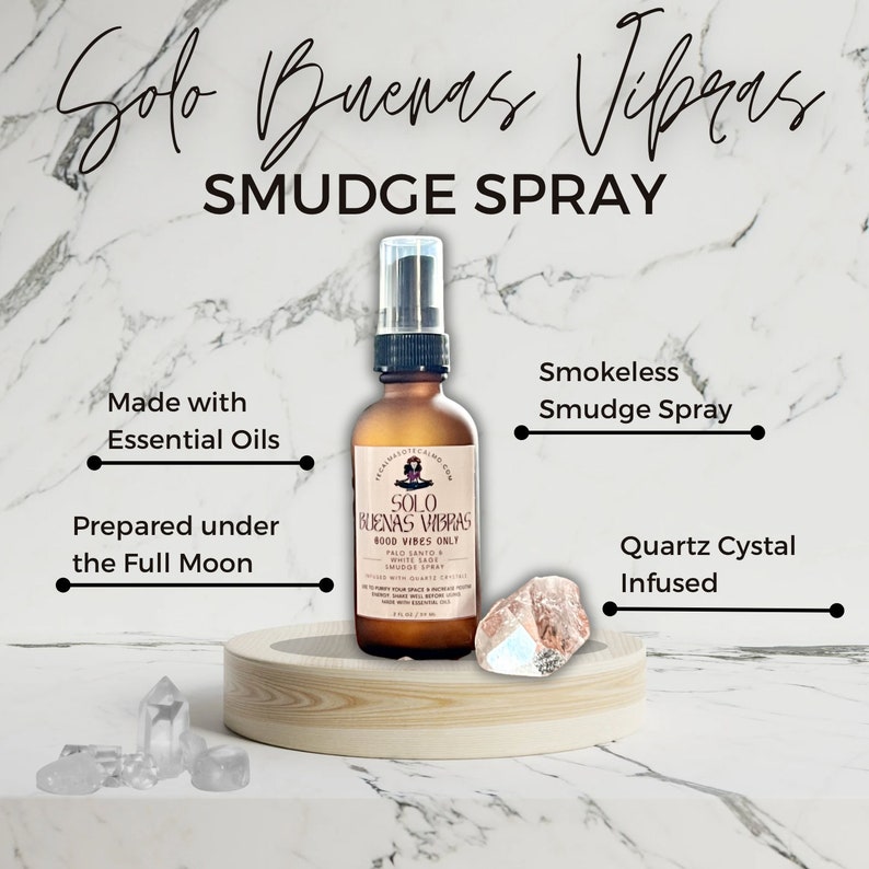 Energy Clearing Smudge Spray: Palo Santo, White Sage, Crystal Infused ...