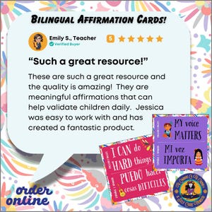 Bilingual Affirmation Cards for Kids: Spanish Flash Cards - Etsy