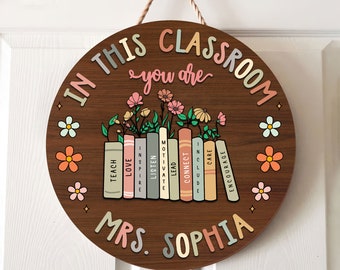 Personalized Teacher Door Hanger, Custom Teacher Name Sign, Back to ...