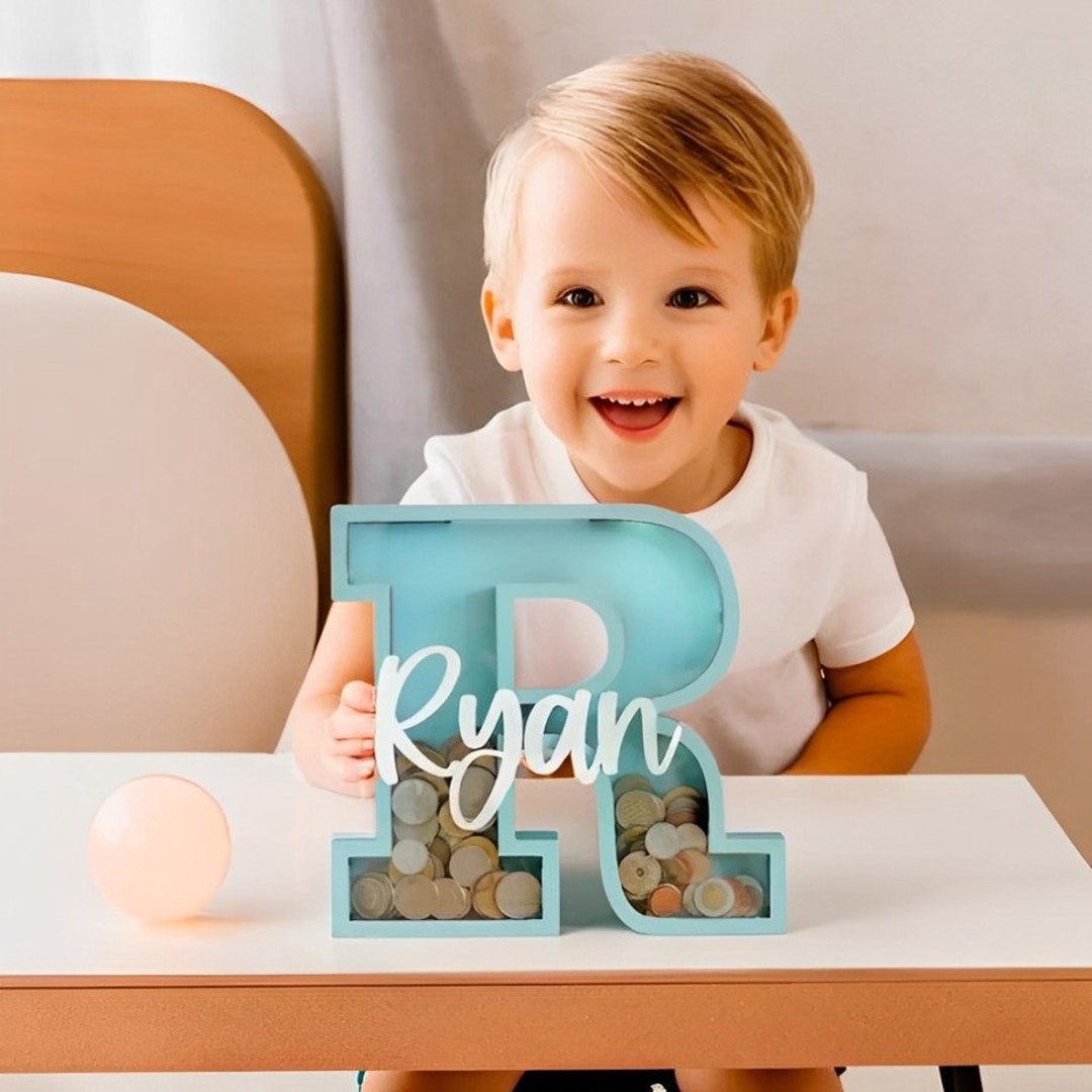 Custom Letter Piggy Bank, Personalized Letter Coin Box, Kids Room Decor ...