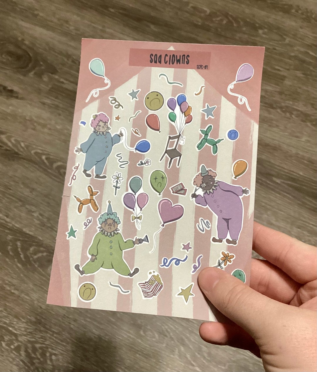 Sad Clown Sticker Sheet - Etsy