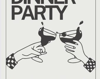 Line Art Dinner Party Invitation - Etsy