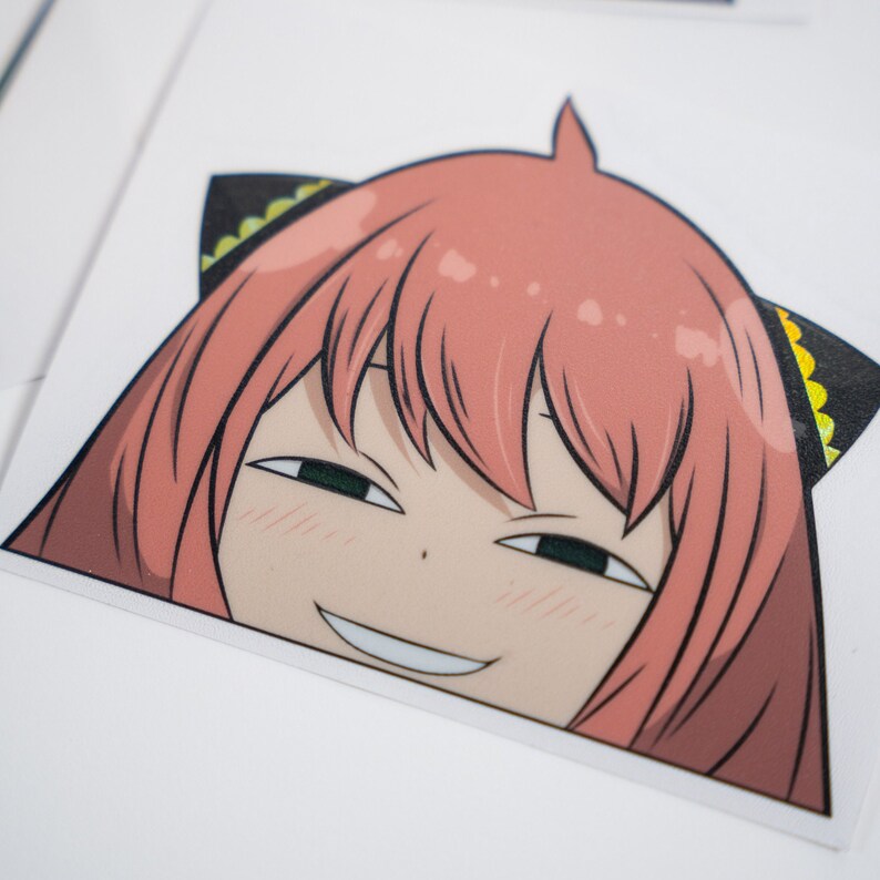 Smug Face Spy Girl Car Decal Sticker Peeker HOLO Anime Car Decal Anime ...