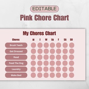 Minimalist Editable Kids Chore Chart | 6 Color Options | Canva Template ...
