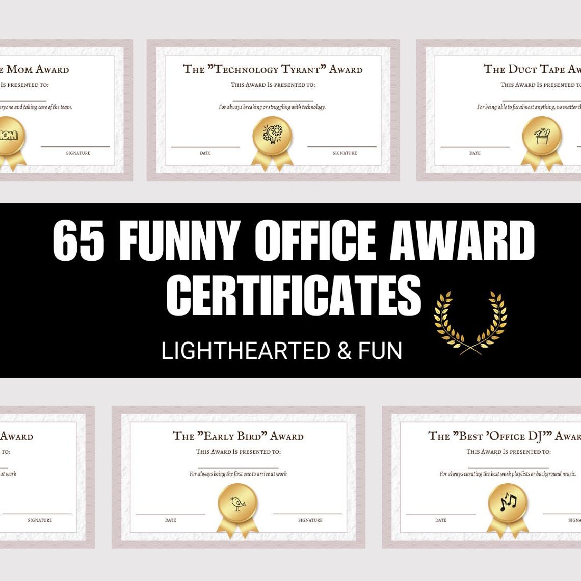 Funny Office Award Certificates | Humorous Workplace Printable Awards ...