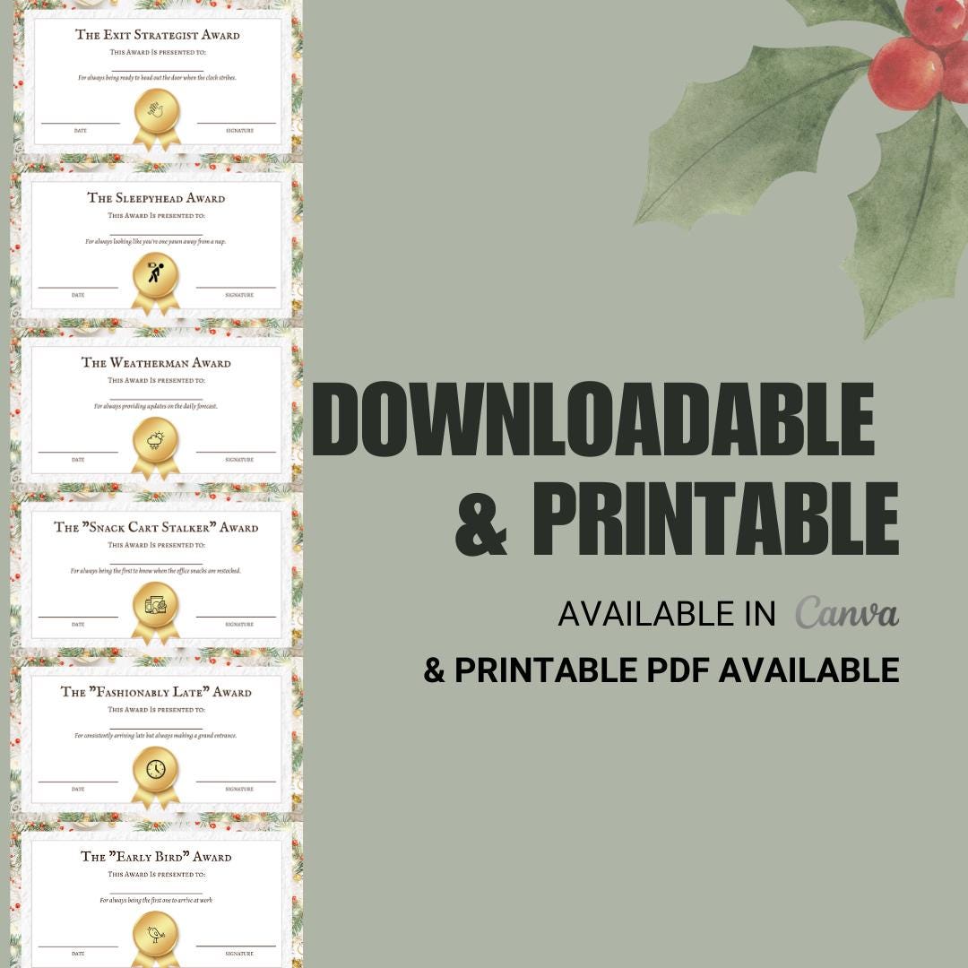 Funny Office Awards Christmas Certificates - 65 Printable Certificates ...