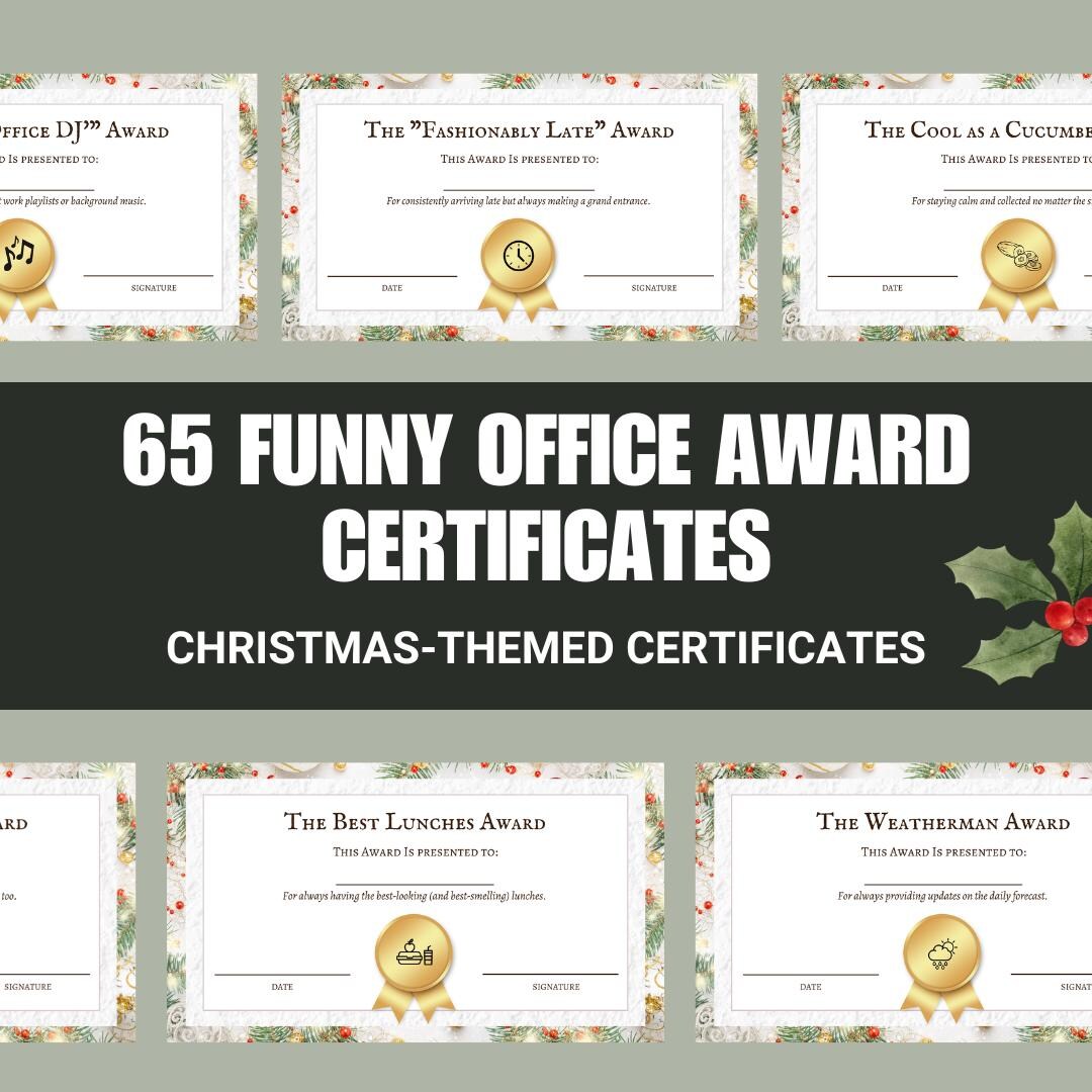 Funny Office Awards Christmas Certificates - 65 Printable Certificates ...