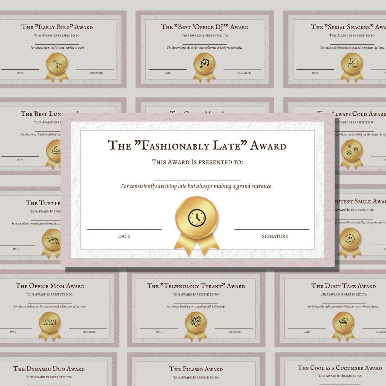 Funny Office Award Certificates | Humorous Workplace Printable Awards ...