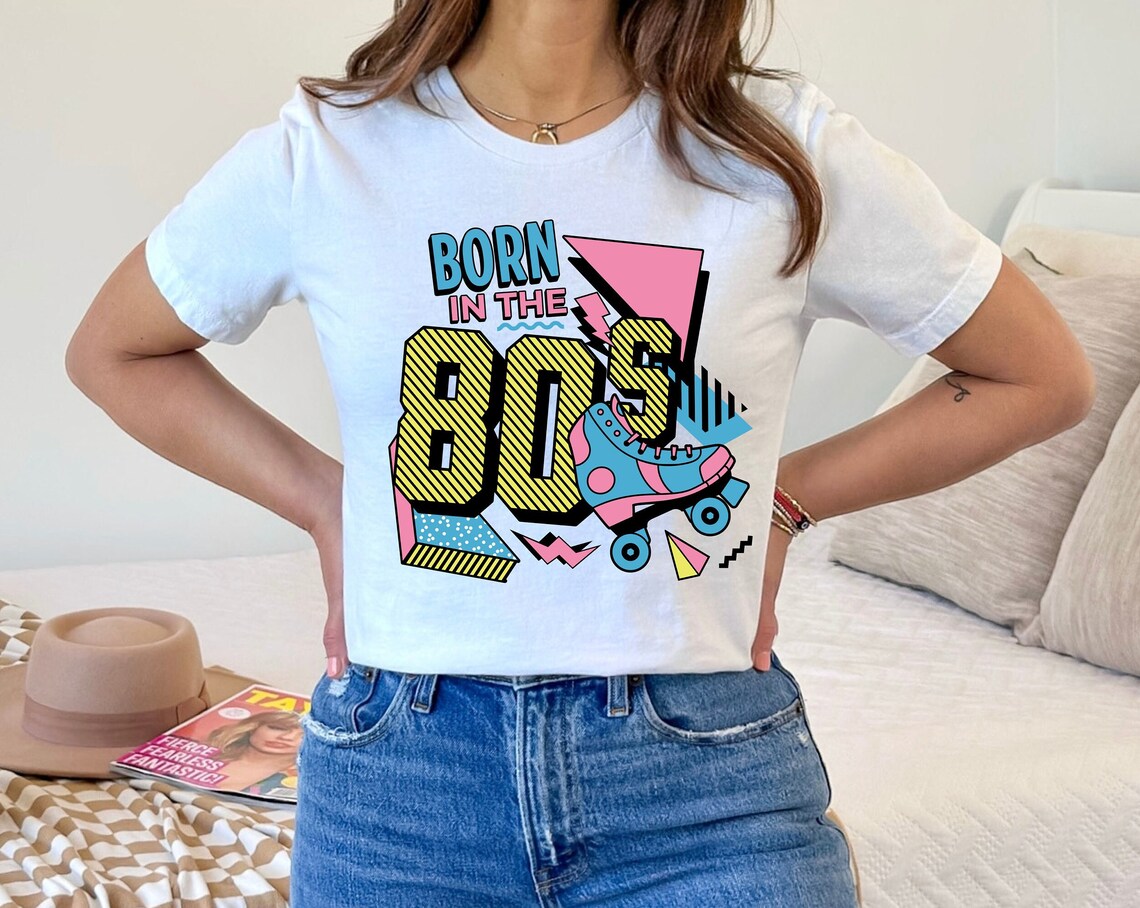 Born in the 80s T-shirt – Retro Roller Skate Graphic Tee – Vintage 80s ...