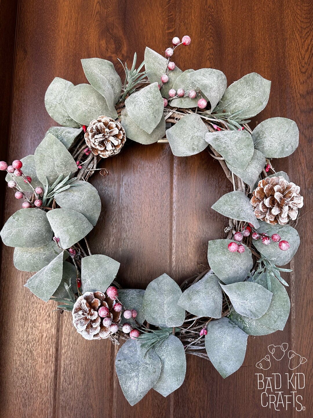 Snow-kissed Lamb's Ear and Holly Winter Wreath - Etsy