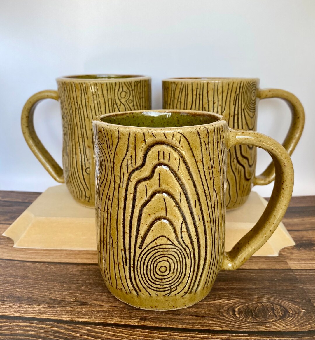 Wood Grain Mug | Ceramic Mug | Textured Mug | Tree Trunk Mug | Handmade ...