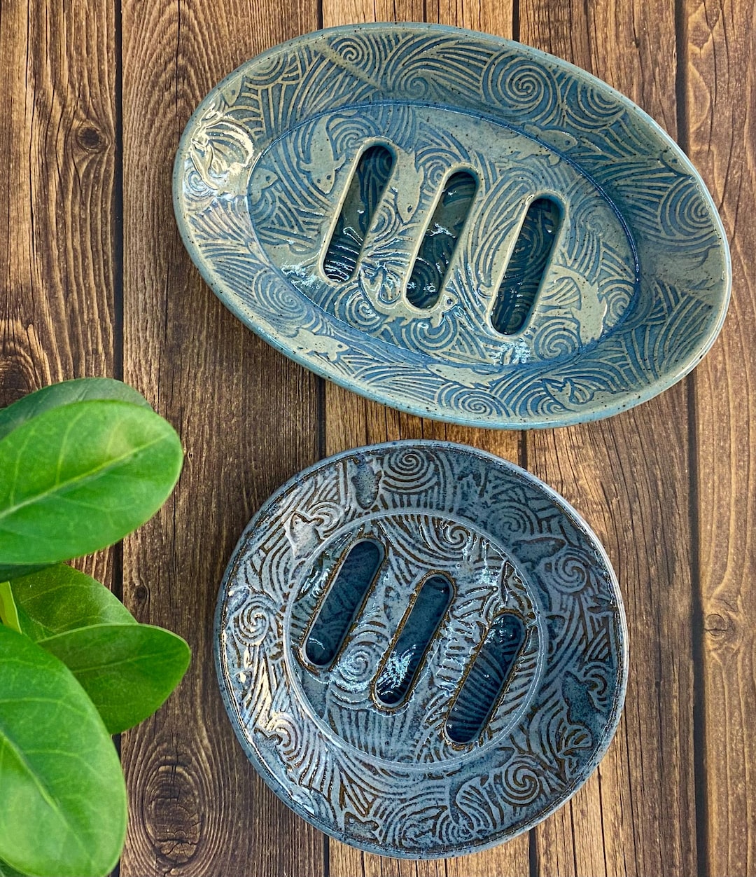 Fish Textured Soap Dish | Self-draining Ceramic Soap Dish | Sponge ...