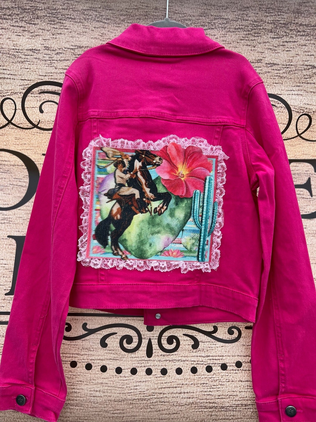 Girls' Pink Denim Jacket Size 12 With Swarovski Crystals - Etsy