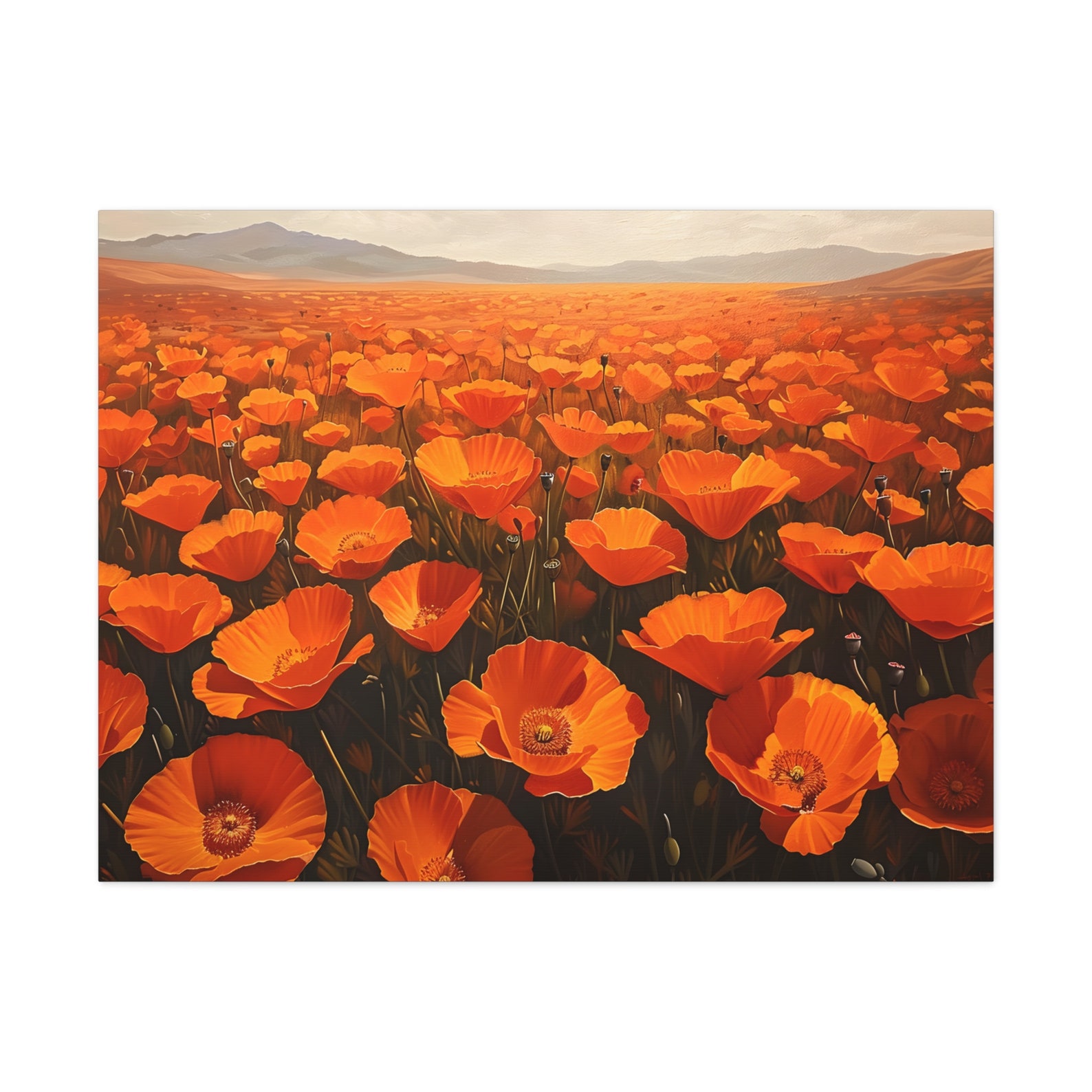 California Orange Poppy Field | Canvas Painting | Includes Frame ...
