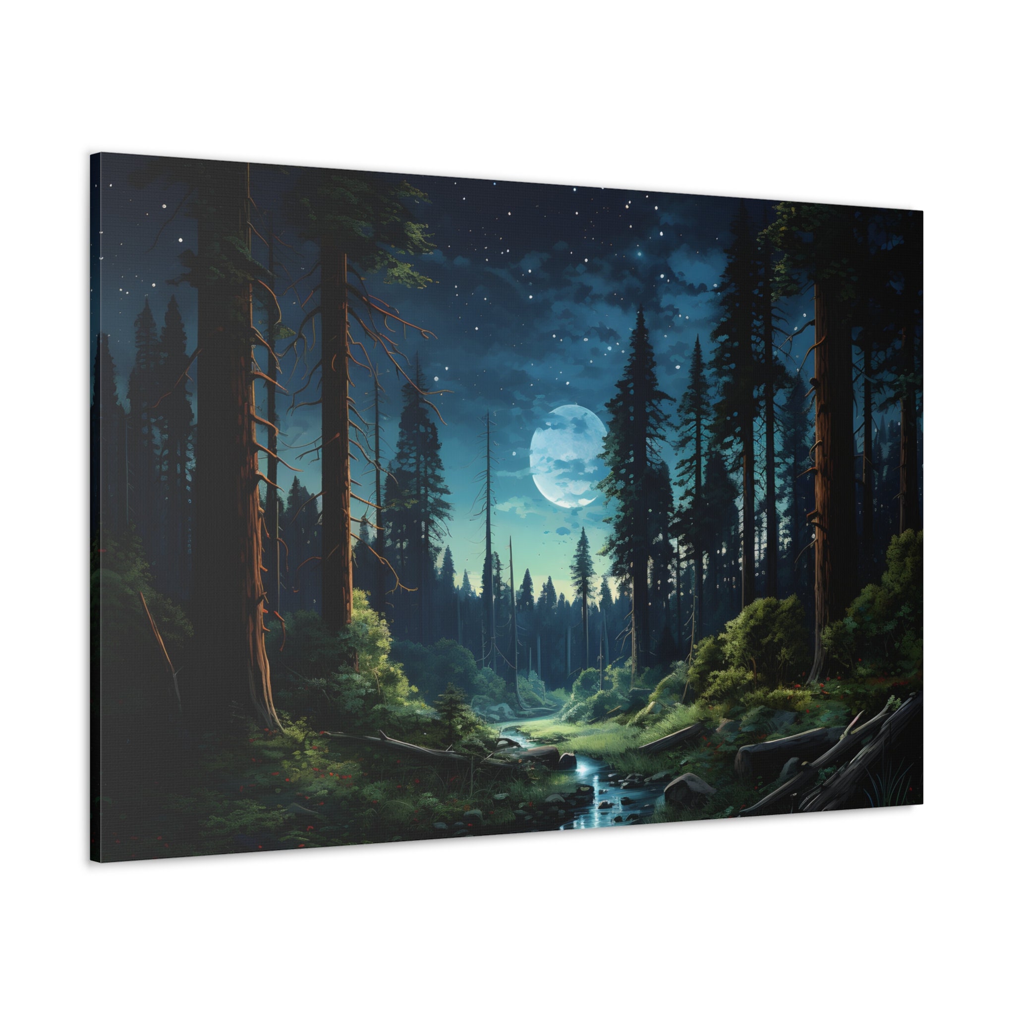 Redwood Night Forest Painting Canvas Painting Includes Frame California Landscape Painting - Etsy