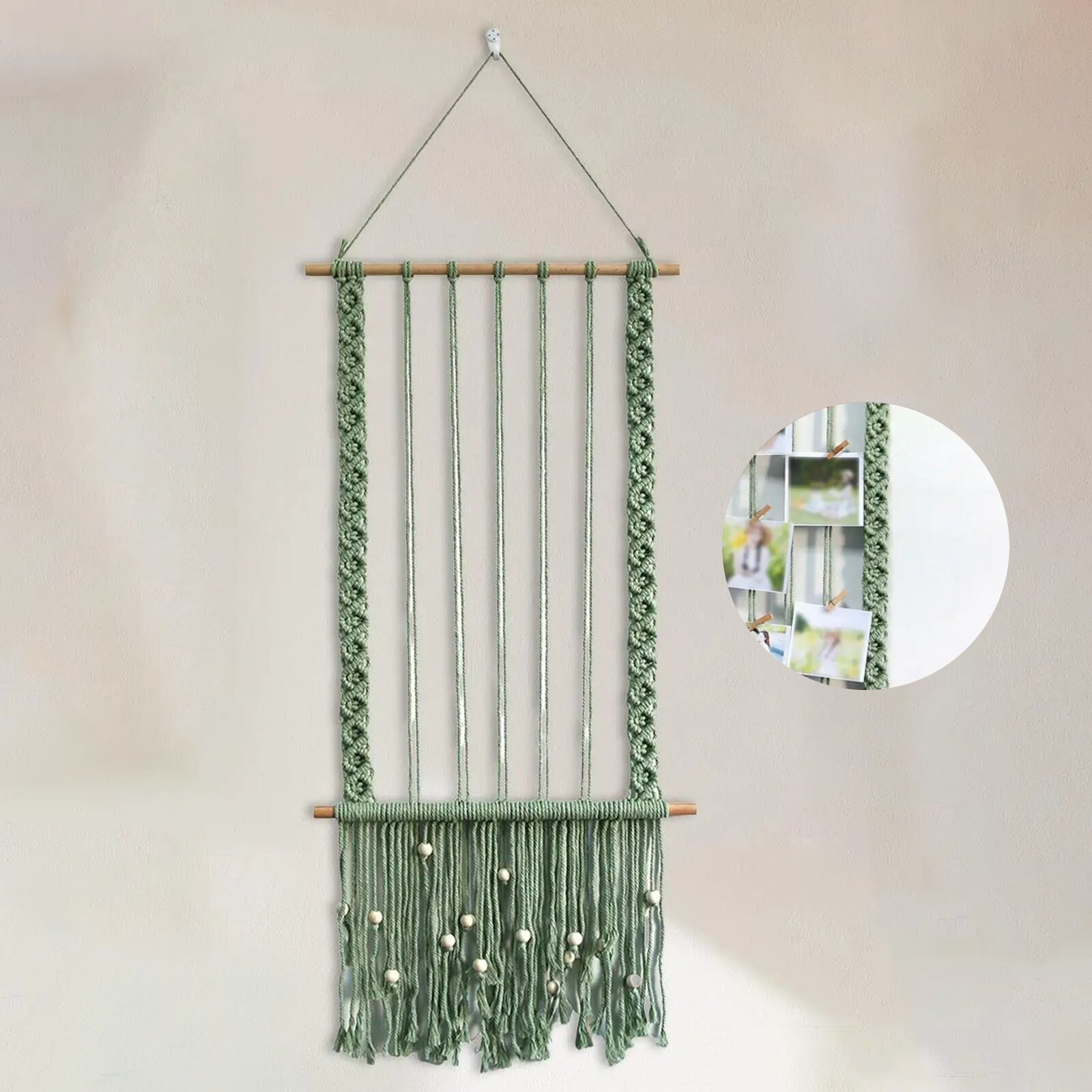 Macrame Photo Frame Holder, Boho Photo Desiplay for Living Room Decor ...