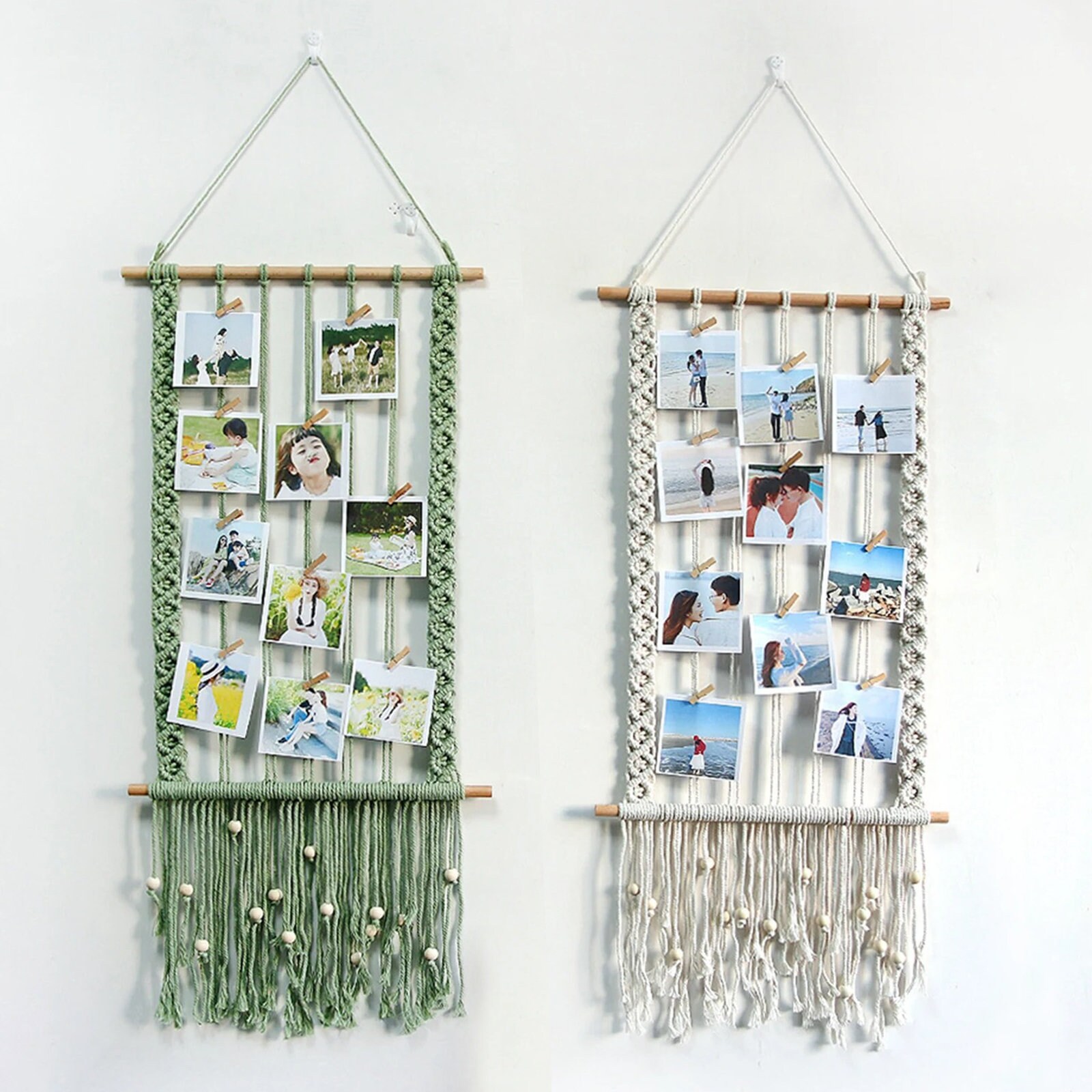 Macrame Photo Frame Holder, Boho Photo Desiplay for Living Room Decor ...
