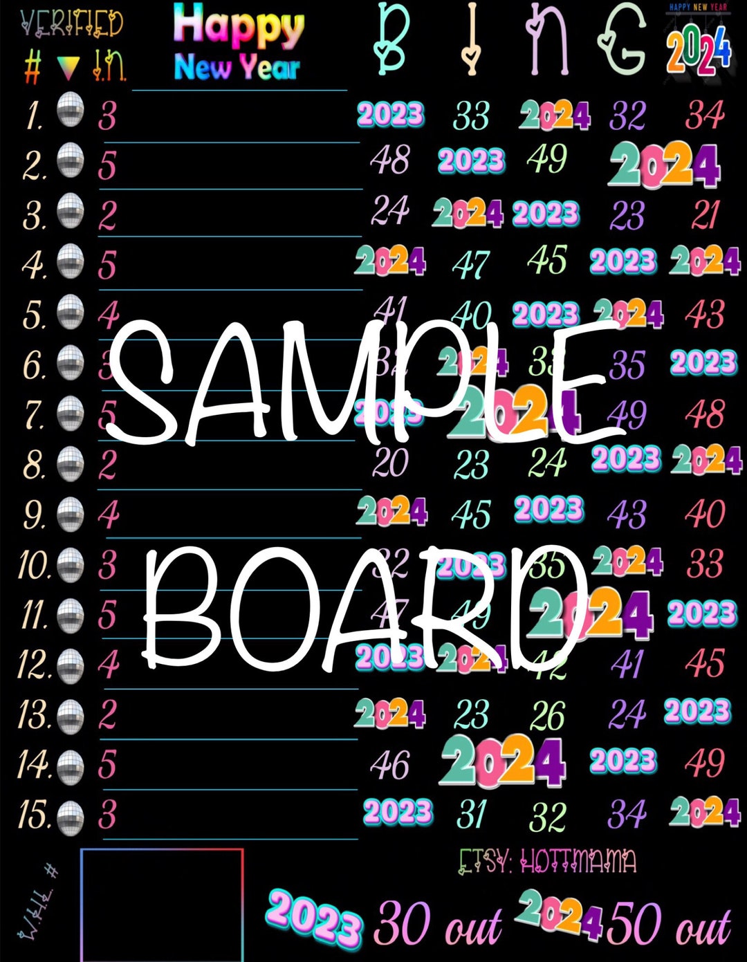 2023/2024 NEW YEARS BOARD 30 and 50 in Every Row - Etsy
