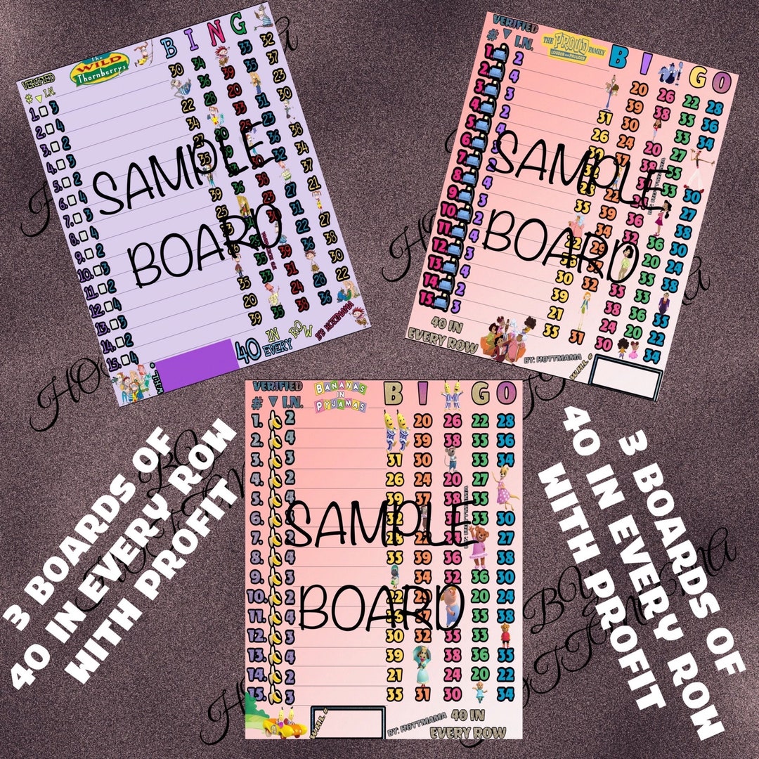 Pack of 3 (40 in Every Row) Bingo Boards - Etsy
